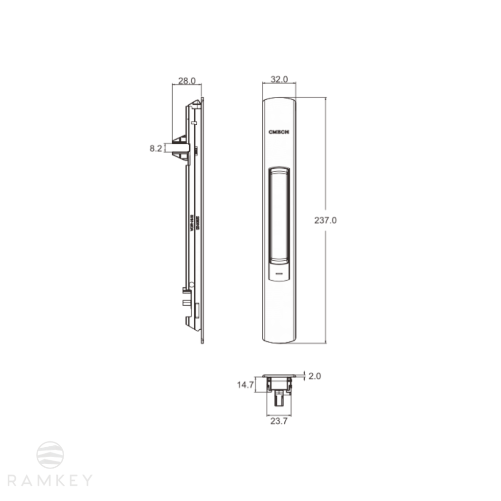 Cmech Multi Point Bump Lock Recessed Pull Handle - Ramkey